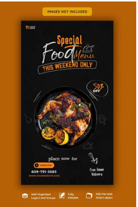 Orange Food Menu Promotion Poster Template | PosterMyWall