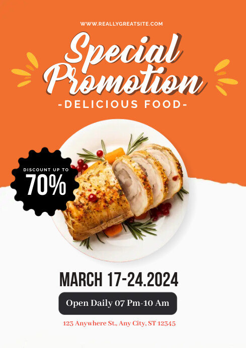 Orange Food Promotion Flyer Templat | PosterMyWall