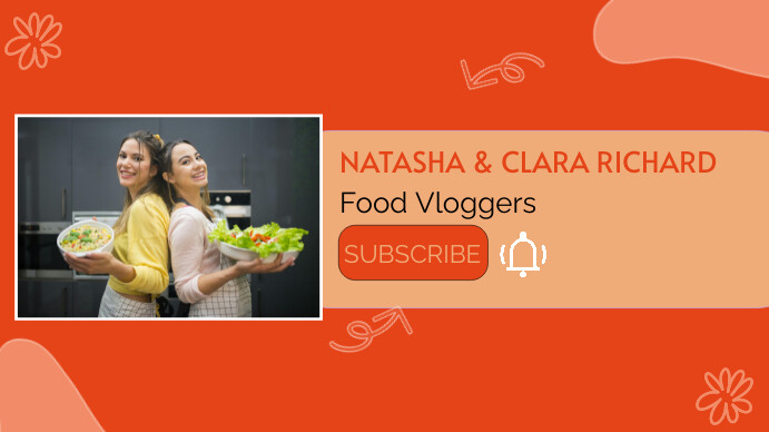 Orange Food Vlog Youtube Channel Cover Photo Template | PosterMyWall