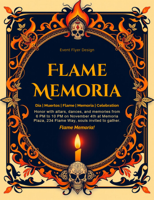 Plantilla de Orange Freestyle Gradient Flyer Design for Día de los ...