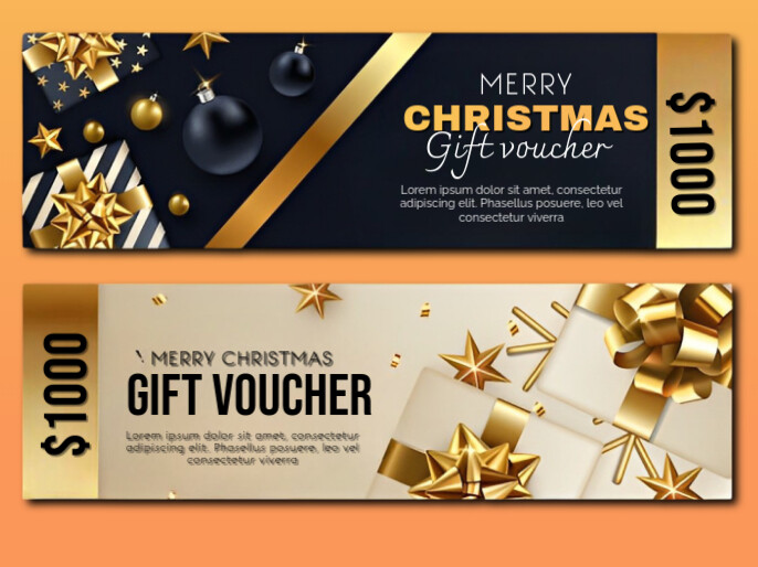 Orange Futuristic Gift Voucher Card Presentation Templat | PosterMyWall