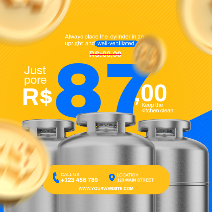 Orange Gas Cylinder Safety Promotion Instagram Post Template | PosterMyWall