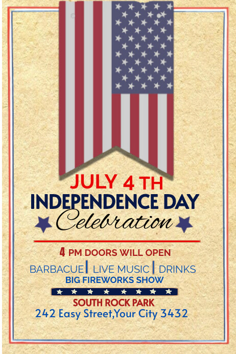 Orange Geometric July 4 Poster Template | PosterMyWall