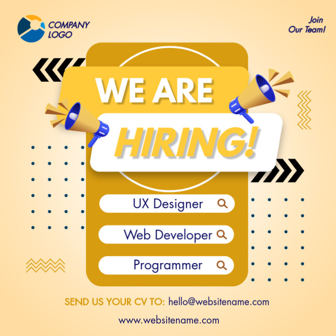 Orange Geometric We Are Hiring Instagram Post Template | PosterMyWall