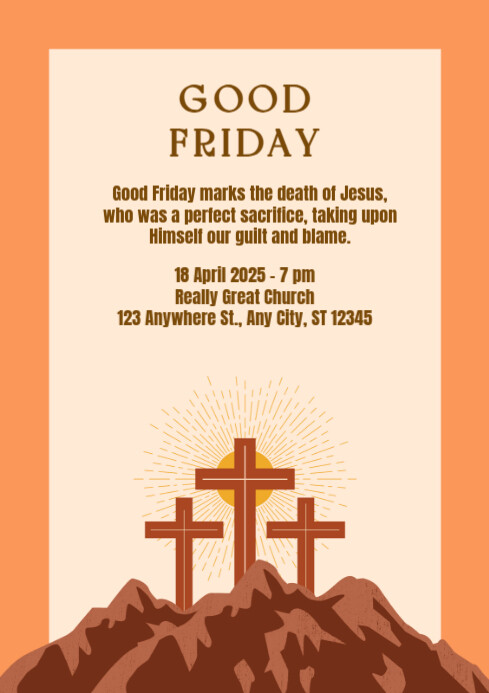 Copy of Orange Good Friday Flyer Template | PosterMyWall