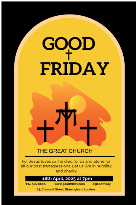 Orange Good Friday Poster Template | PosterMyWall
