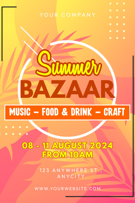 Orange Gradien Summer Bazaar Poster Template | PosterMyWall