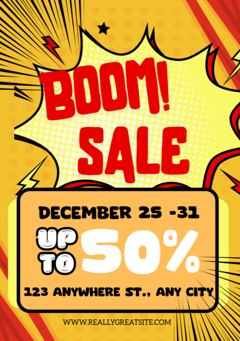 Orange Gradient Boom Sale Offer Post A4 Template | PosterMyWall