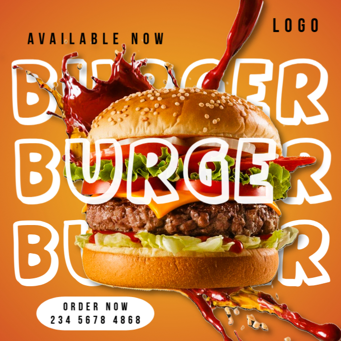 Orange Gradient Burger Available Now Animated Instagram Post Template ...
