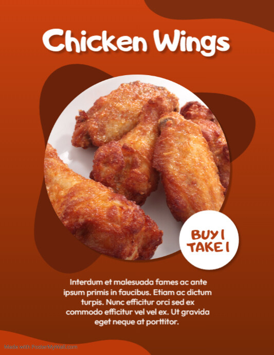 Orange Gradient Chicken Wings Flyer (us Lette Template | PosterMyWall