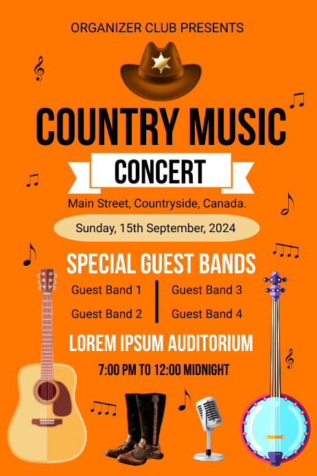Modèle Orange Gradient Country Music Posters Poster | PosterMyWall