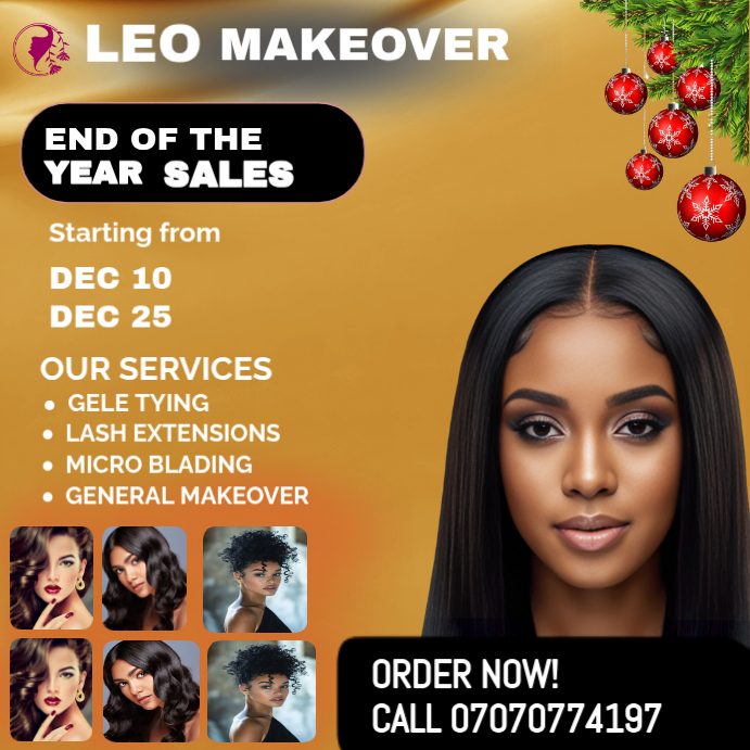 Orange Gradient End-of-year Beauty Salon Makeover Flyer – Hair, Lashes ...