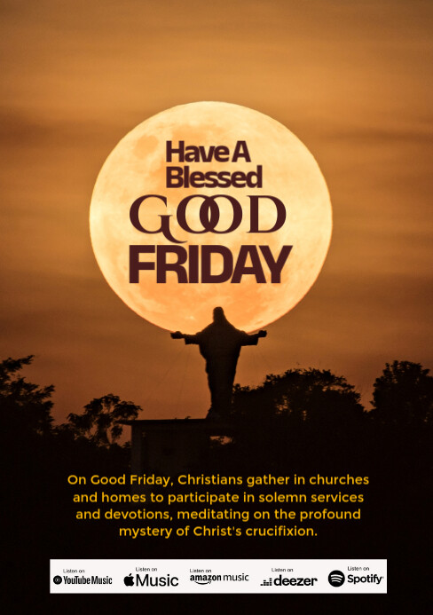 Orange Gradient Good Friday Flyer A5 Template | PosterMyWall