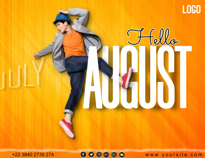 Copy of Orange Gradient Hello August Flyer (us Lette | PosterMyWall