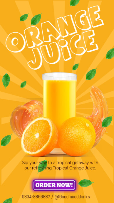 Orange Gradient Orange Juice Instagram Story Template | PosterMyWall