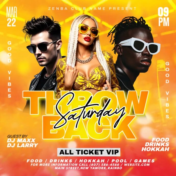 Orange Gradient Throwback Saturday Party Template Square (1:1 ...