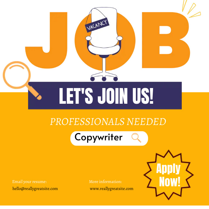 Plantilla de Orange Grey Purple Simple Modern Job Vacancy | PosterMyWall