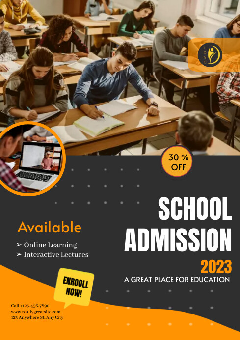 Copy of orange grey simple design school admission | PosterMyWall