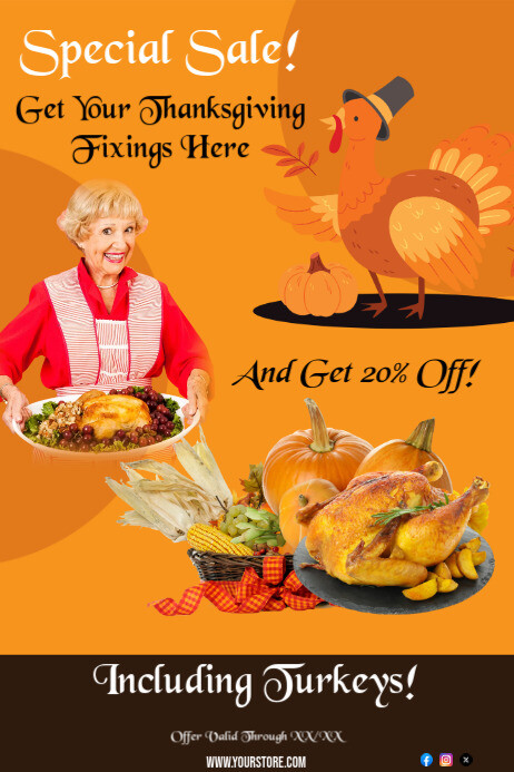Copy of Orange Grocery Store Thanksgiving Poster Ad Poster | PosterMyWall