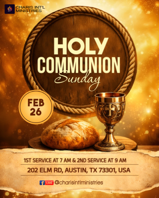 Orange Grunge Holy Communion Sunday Church Flyer Template - Religious ...