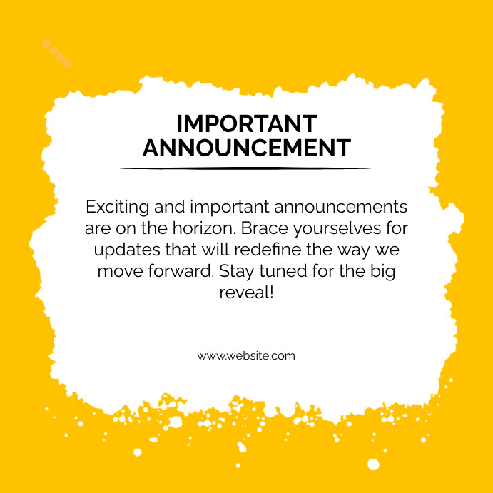 Orange Grunge Important Announcement Notifica Template | PosterMyWall