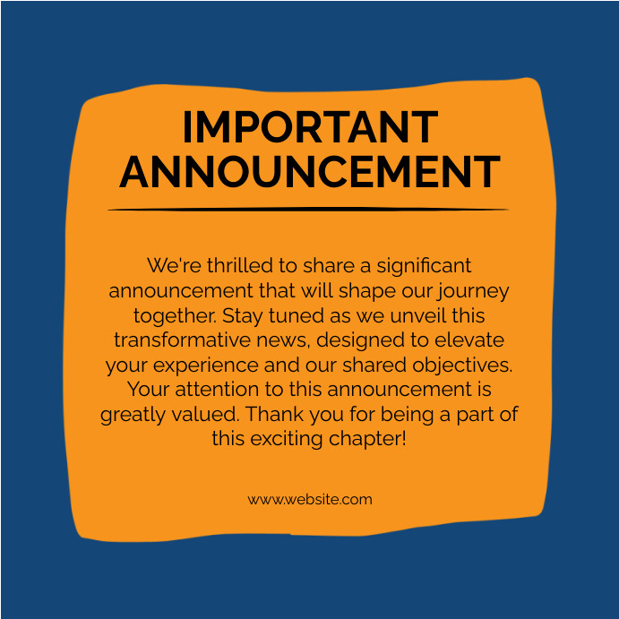 Orange Grunge Important Announcement Notifica Template | PosterMyWall