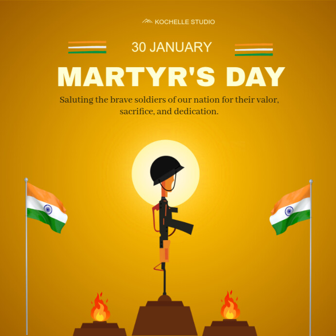 Orange Grunge Martyr Day Instagram Post Template | PosterMyWall