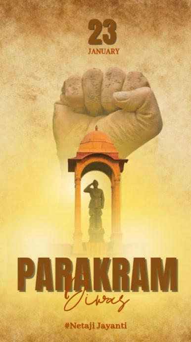 Orange Grunge Parakram Diwas Tiktok Video Template | PosterMyWall