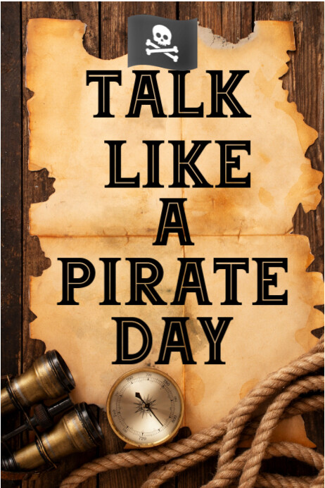 Orange Grunge Talk Like A Pirate Day Poster Template | PosterMyWall