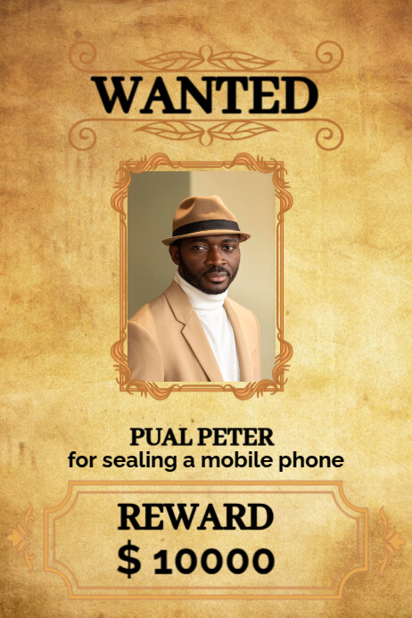 Modèle Orange Grunge Wanted Person Poster | PosterMyWall