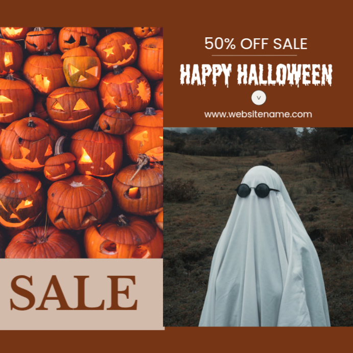 Orange Halloween Sale Instagram Post Template | PosterMyWall