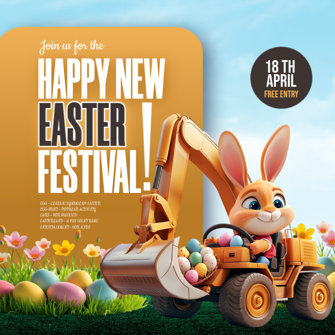 Modèle Orange Happy Easter Instagram Post | PosterMyWall