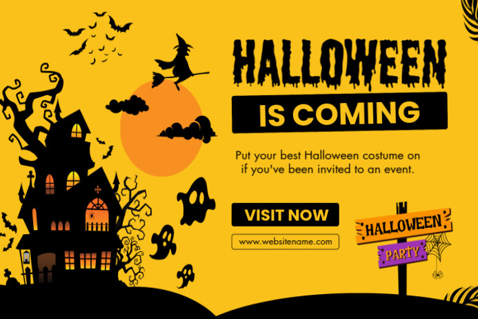 Orange Happy Halloween Banner 4' × 6' Template | PosterMyWall