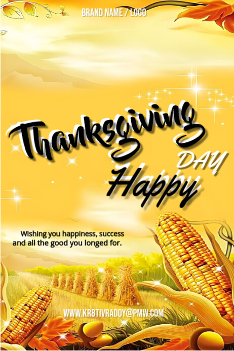 Orange Happy Thanksgiving Poster Templat | PosterMyWall