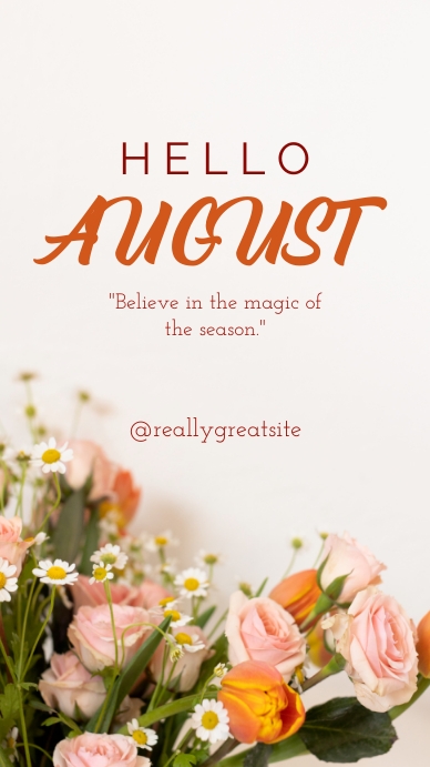 Plantilla de orange hello august instagram post | PosterMyWall