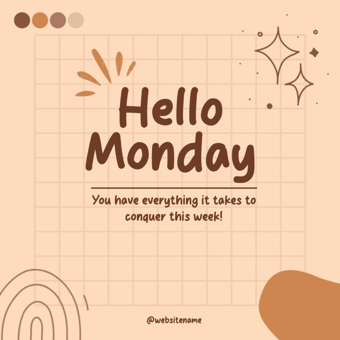 Orange Hello Monday Instagram Post Template | PosterMyWall