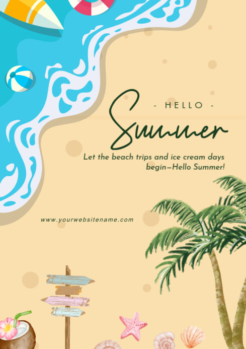 Orange Hello Summer A4 Template | PosterMyWall