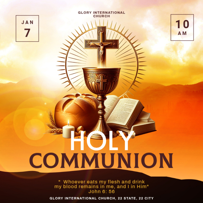 Orange Holy Communion Instagram Post Template | PosterMyWall