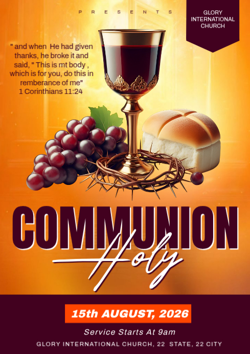 Copy of Orange Holy Communion Service A3 | PosterMyWall