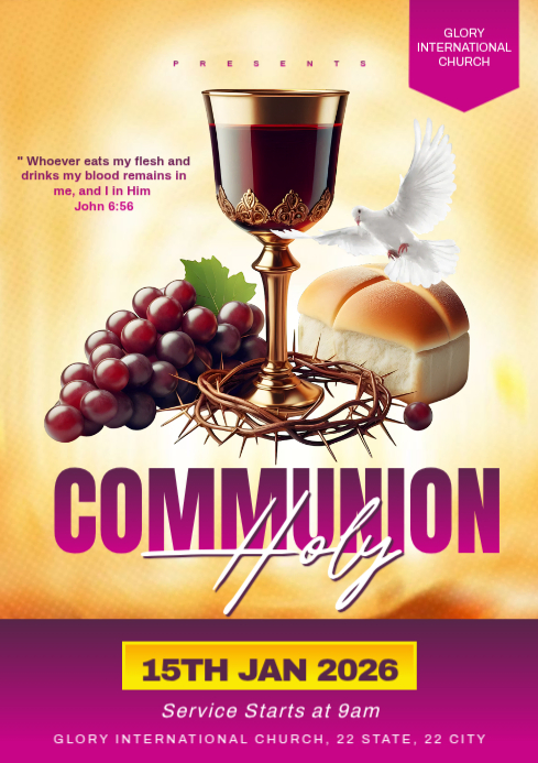 Plantilla de Orange Holy Communion Service A3 | PosterMyWall