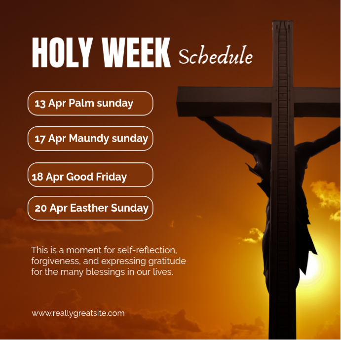 Orange Holy Week Schedule Instagram Post Template | PosterMyWall