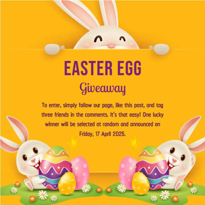 Orange Illustrated Easter Egg Giveaway Facebook Post Template ...