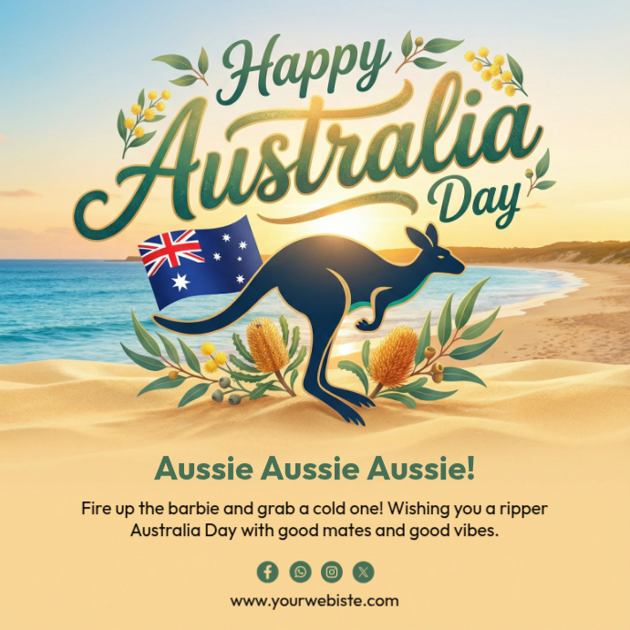 Orange Illustrative Australia Day Square (1:1) Template | PosterMyWall