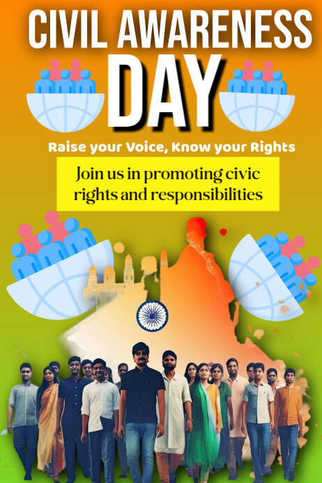 Copy of Orange Illustrative Civil Awareness Day Poster | PosterMyWall
