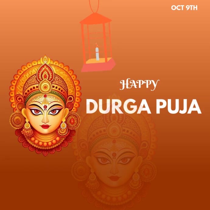 Plantilla de Orange Illustrative Durga Puja Instagram Post | PosterMyWall