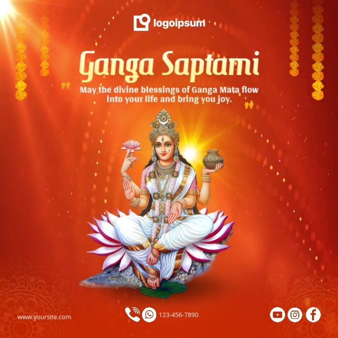 Copy of Orange Illustrative Ganga Saptami Template Social Media Post ...