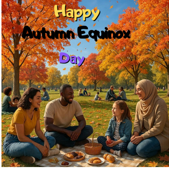 Orange Illustrative Happy Autumn Equinox Day Instagram Post Template ...