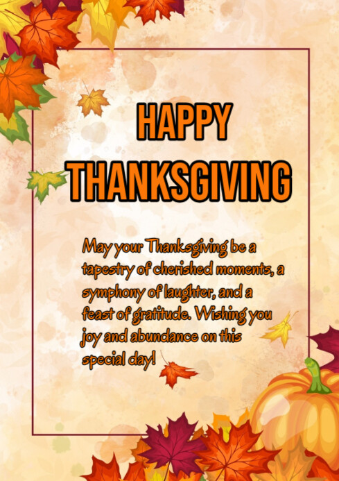 Plantilla de Orange Illustrative Happy Thanksgiving Celebration A4 ...