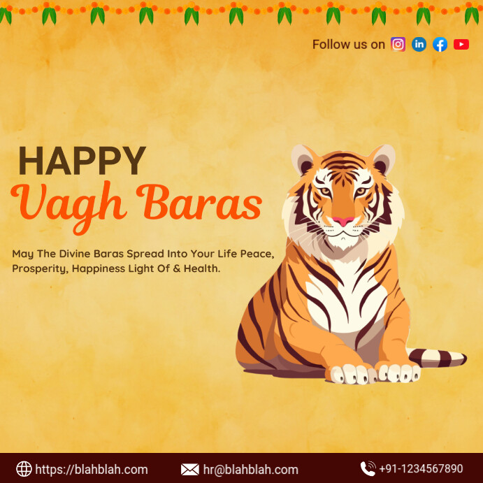 Copy of Orange Illustrative Happy Vagh Baras Instagram Post | PosterMyWall
