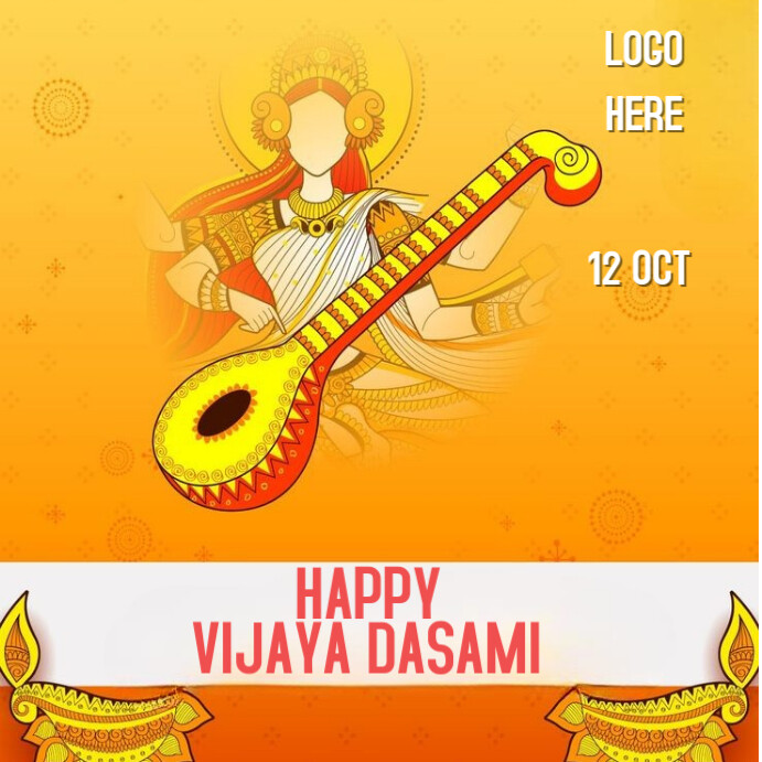 Orange Illustrative Happy Vijaya Dashami Instagram Post Template ...